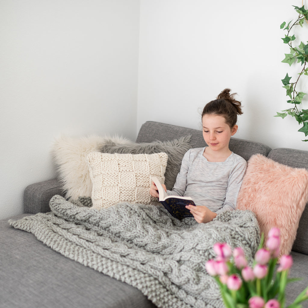 Cable Cabin Throw Knitting Kit | Stitch & Story
